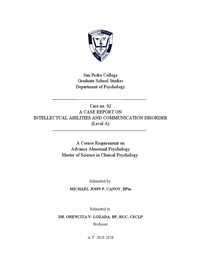 Case Study: Communication Disorder in Youth | PDF | Mental Disorder ...