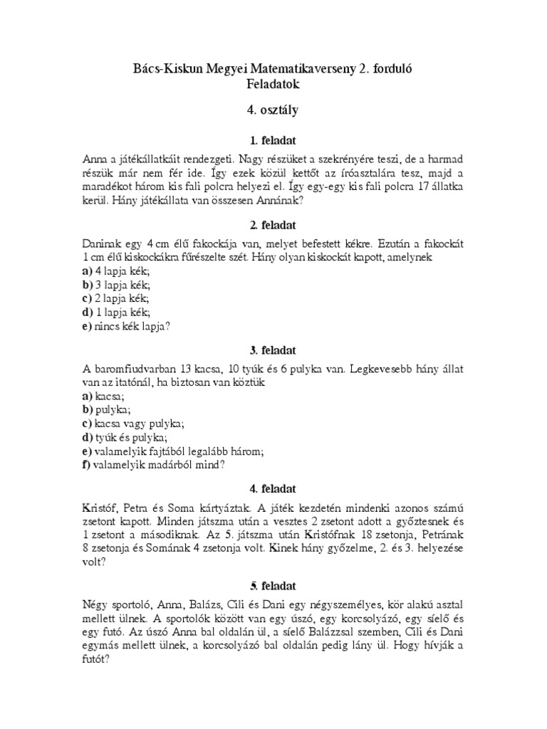Feladatsor 2013 2 Ford 4 Oszt | PDF