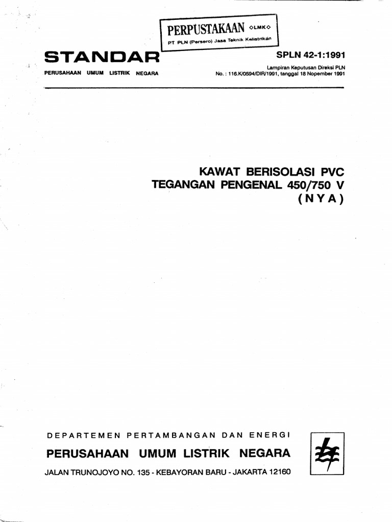 SPLN 42-1 - 1991 Kabel Nya | PDF