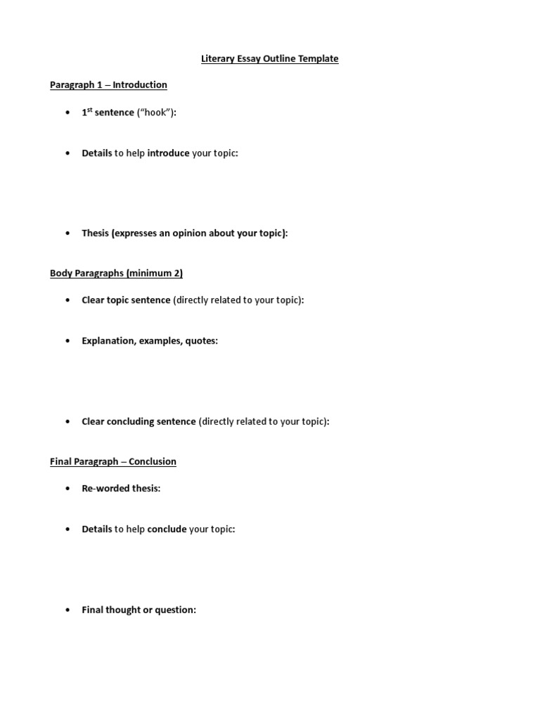 Sample Literary Analysis Essay Outline | PDF
