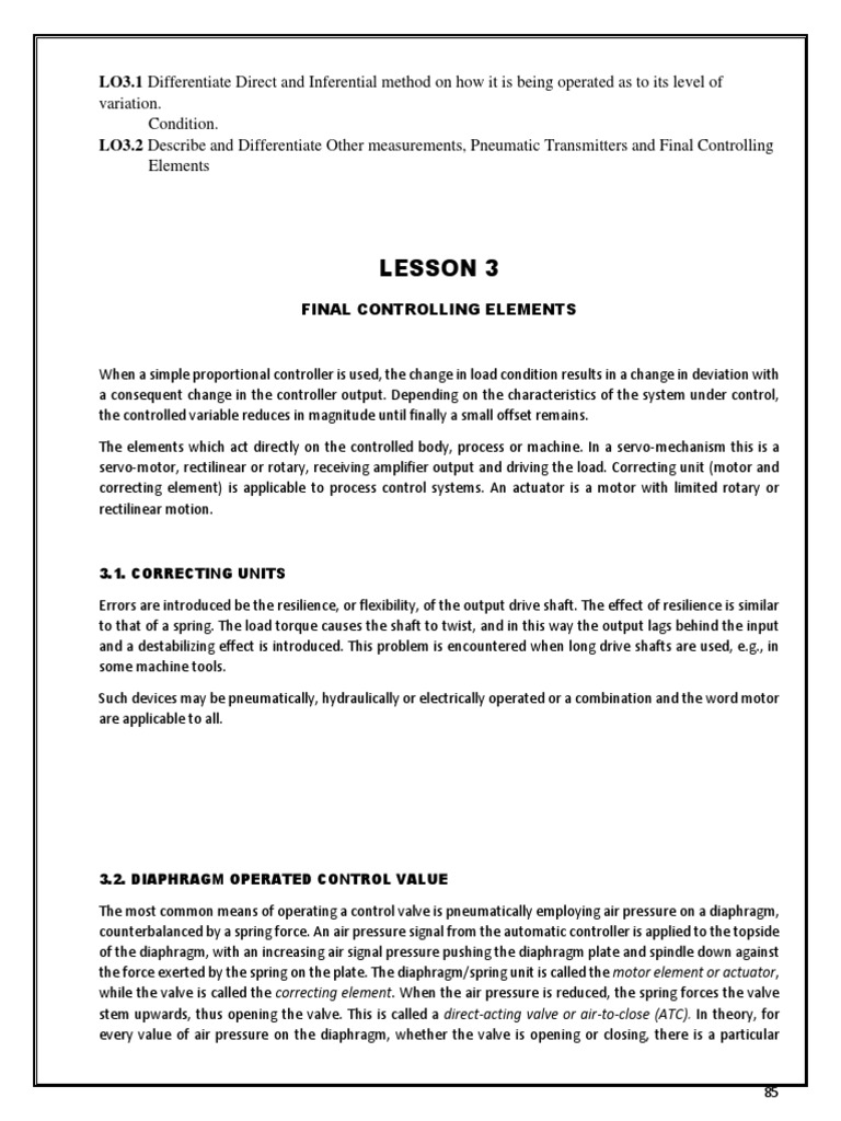 Lesson 8 Final Control Element | Download Free PDF | Electric Motor | Valve