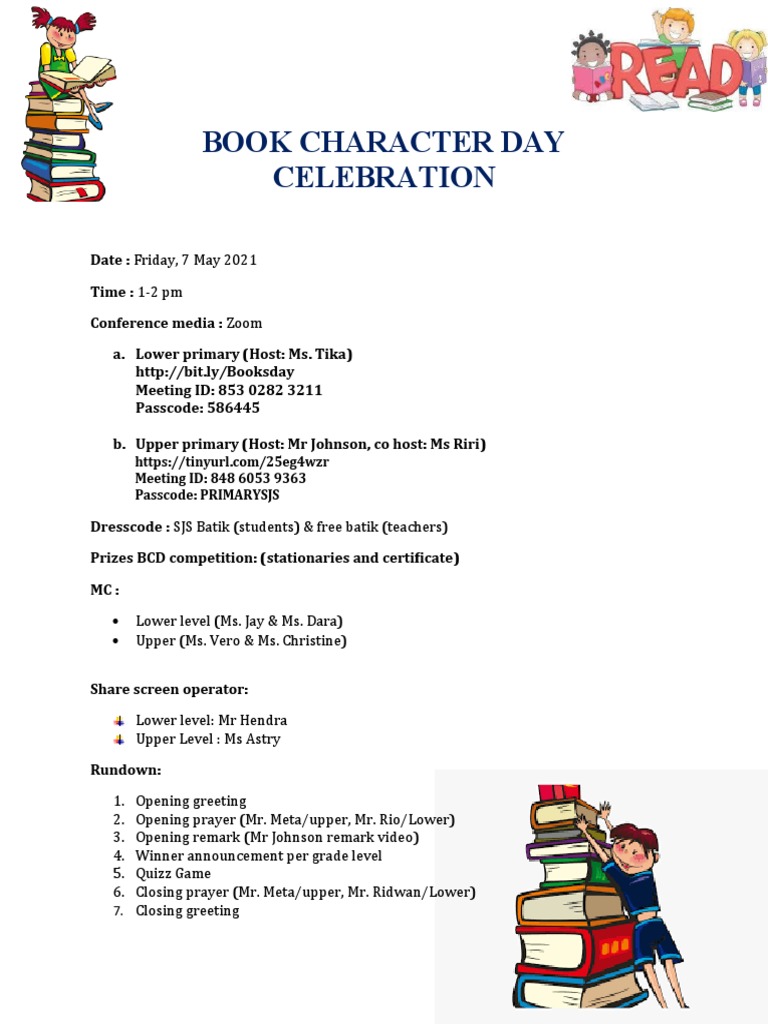 Book Character Day Celebration Details | PDF | Travel