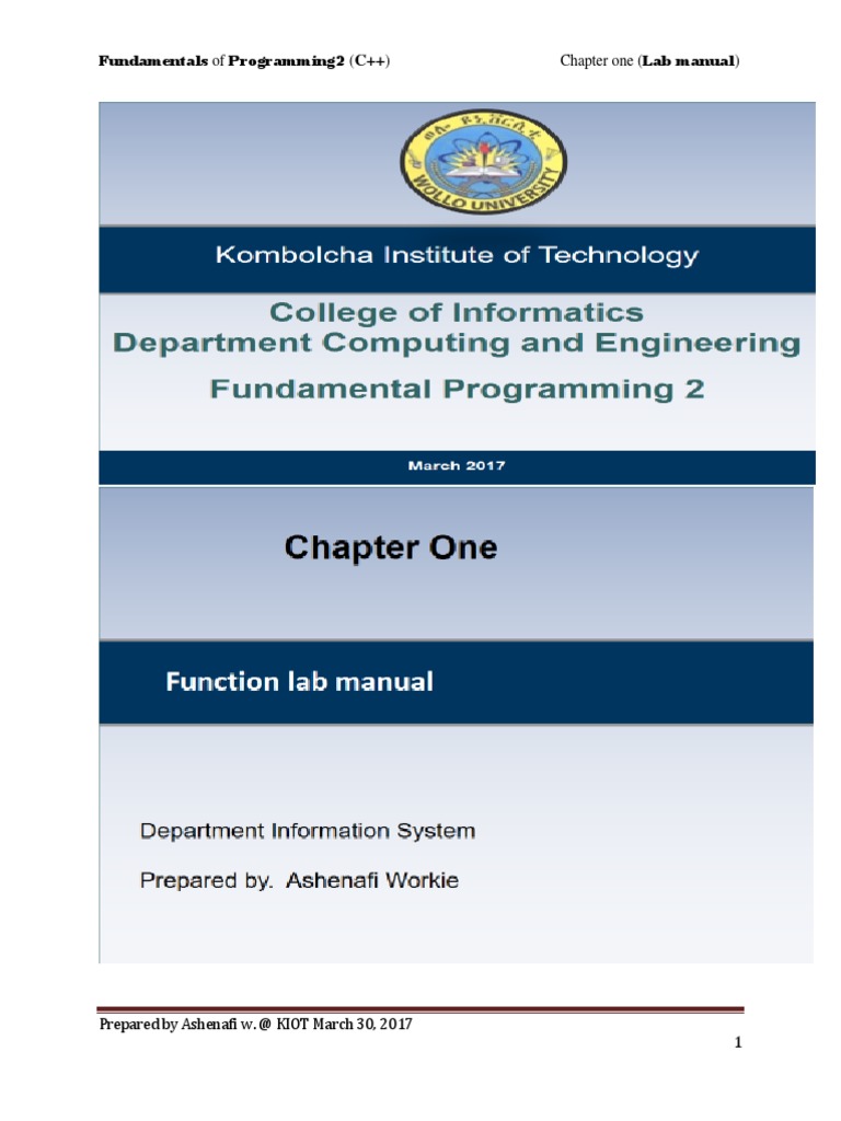 ) Chapter One (: Fundamentals of Programming2 (Lab Manual) | PDF | Parameter (Computer ...