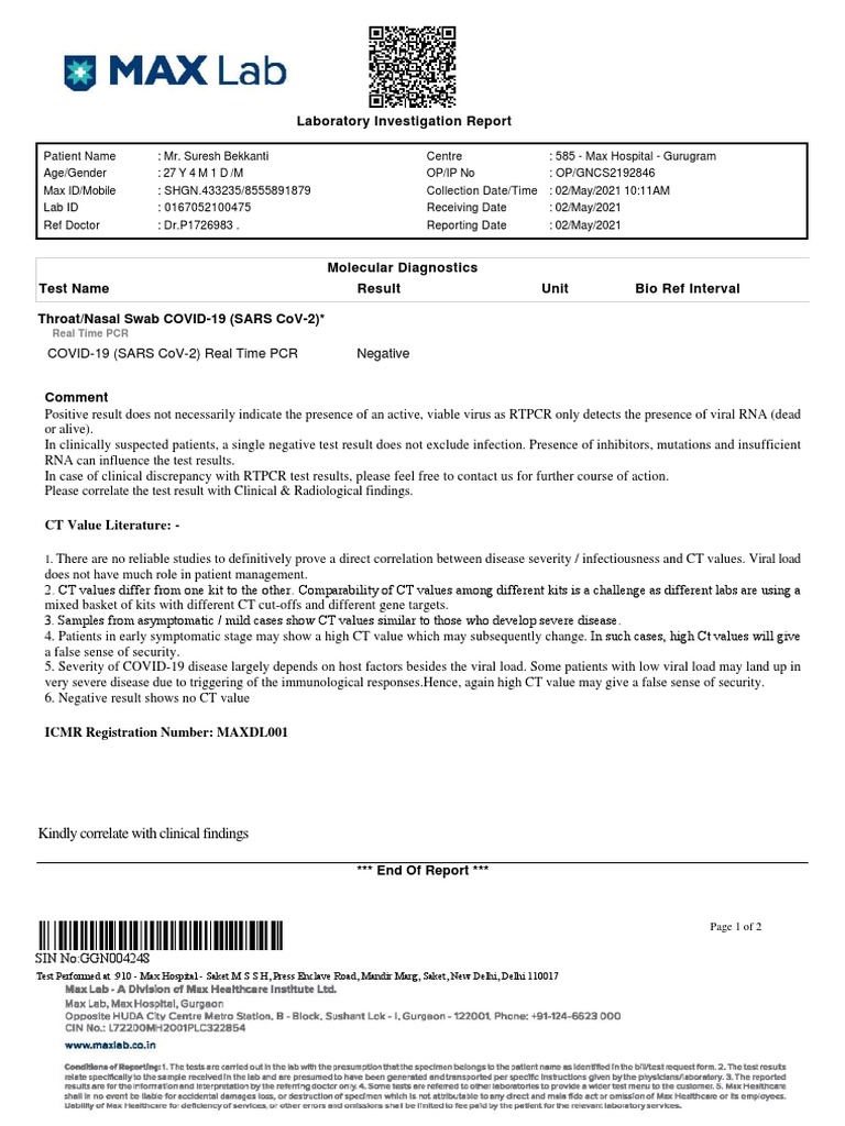 Laboratory Investigation Report: Real Time PCR | PDF | Reverse ...