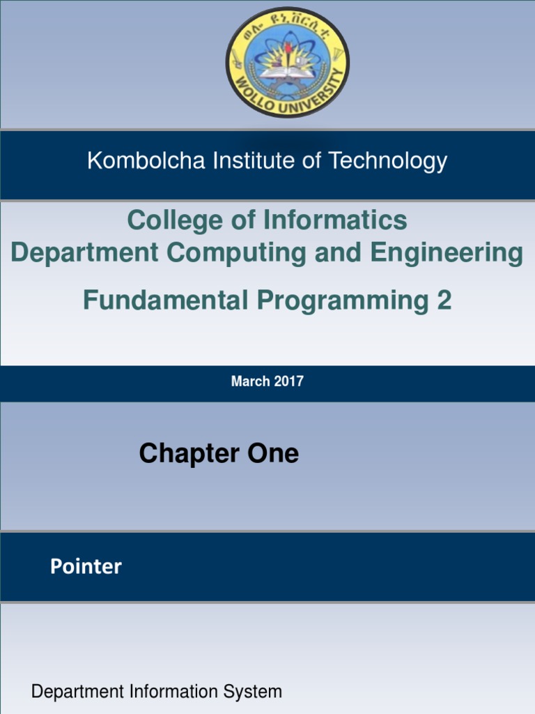 College of Informatics Department Computing and Engineering Fundamental ...