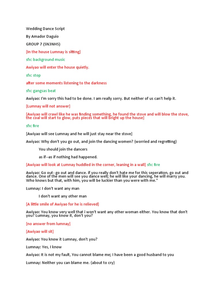 Wedding Dance Script | PDF