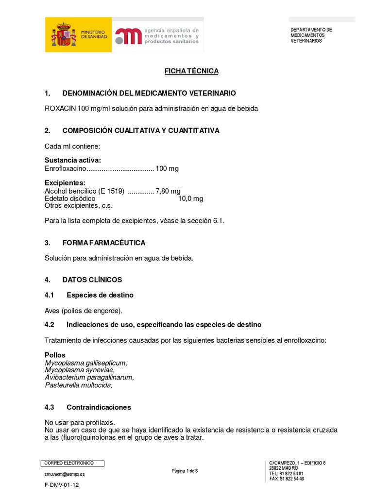 Ficha Tecnica ROXACIN | PDF | Adn | Medicamentos con receta