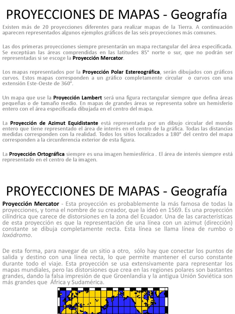 Proyecciones de Mapas | PDF | Mapa | Datos geográficos e información