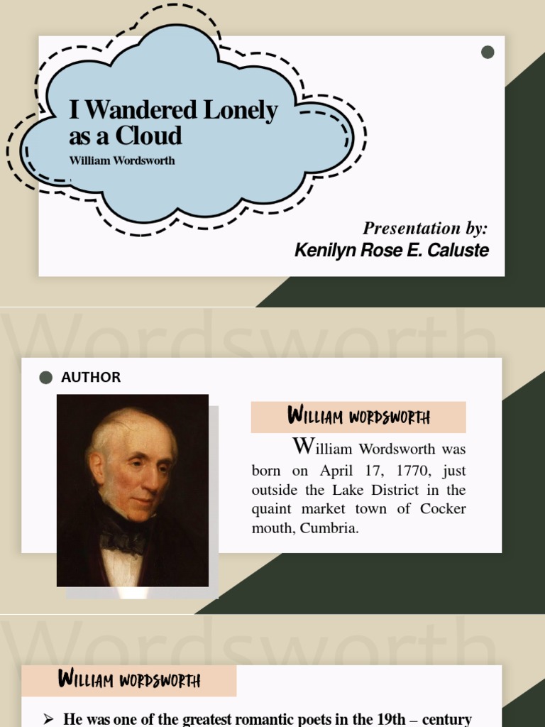 I Wandered Lonely As A Cloud | PDF | Poetry