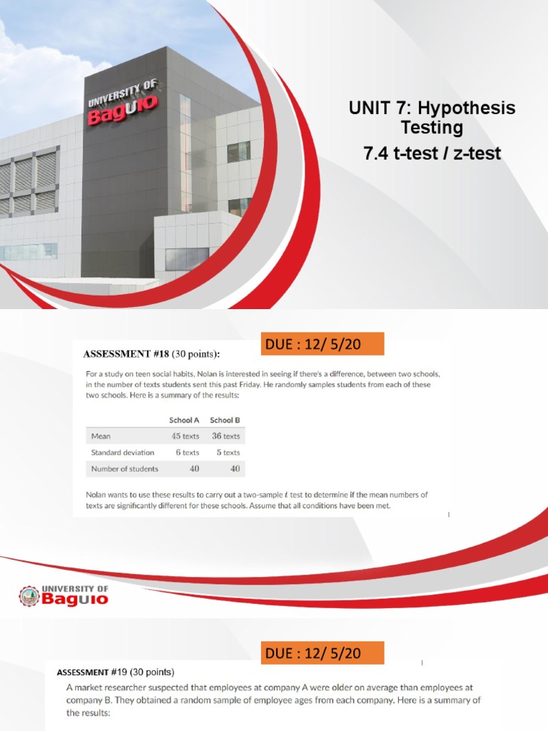 UNIT 7.4 T-Test - Z - Test | Download Free PDF | Student's T Test ...