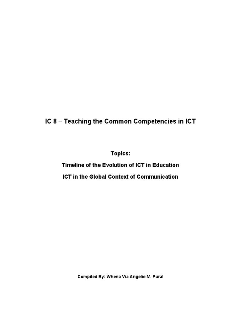 Timeline of Evolution of ICT in Education + ICT in Global Context | PDF ...