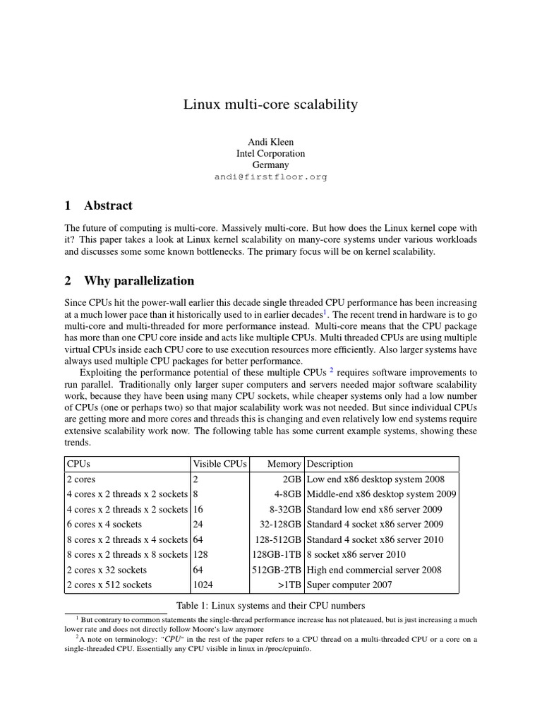 Linux Multi Core Scalability Pdf Multi Core Processor Parallel 1560