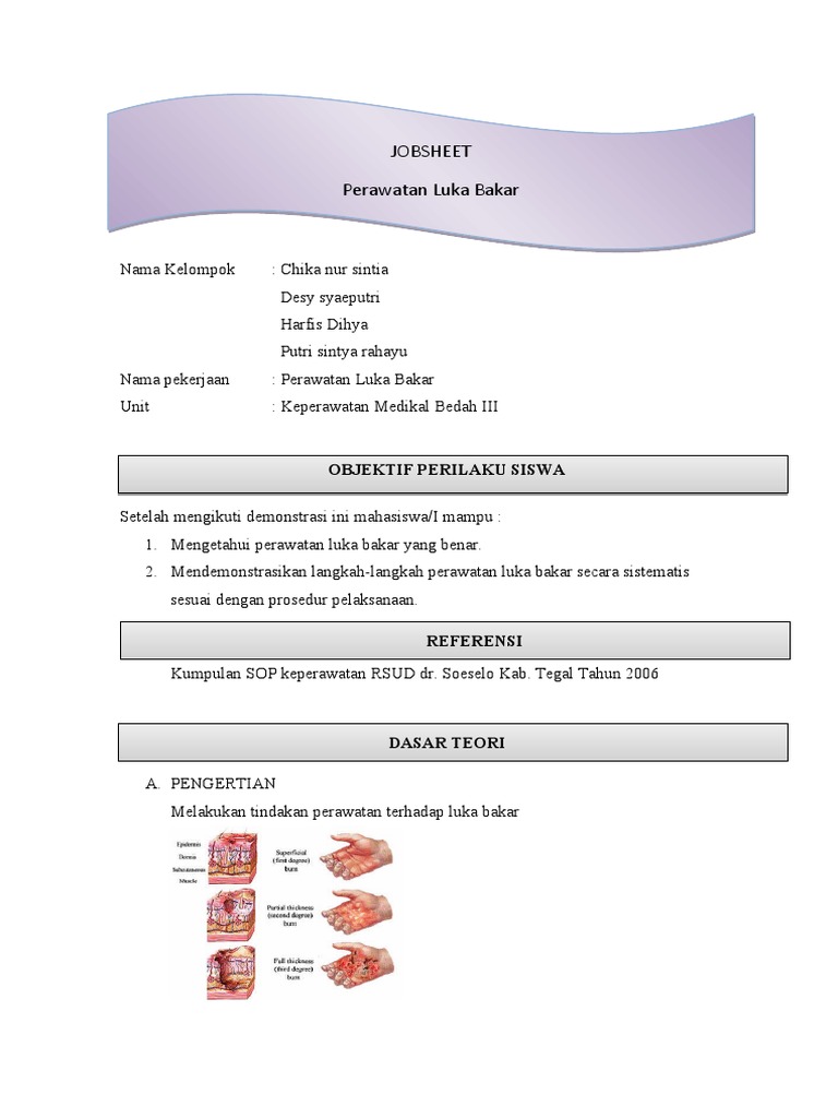 Jobsheet Fix Luka Bakar | PDF