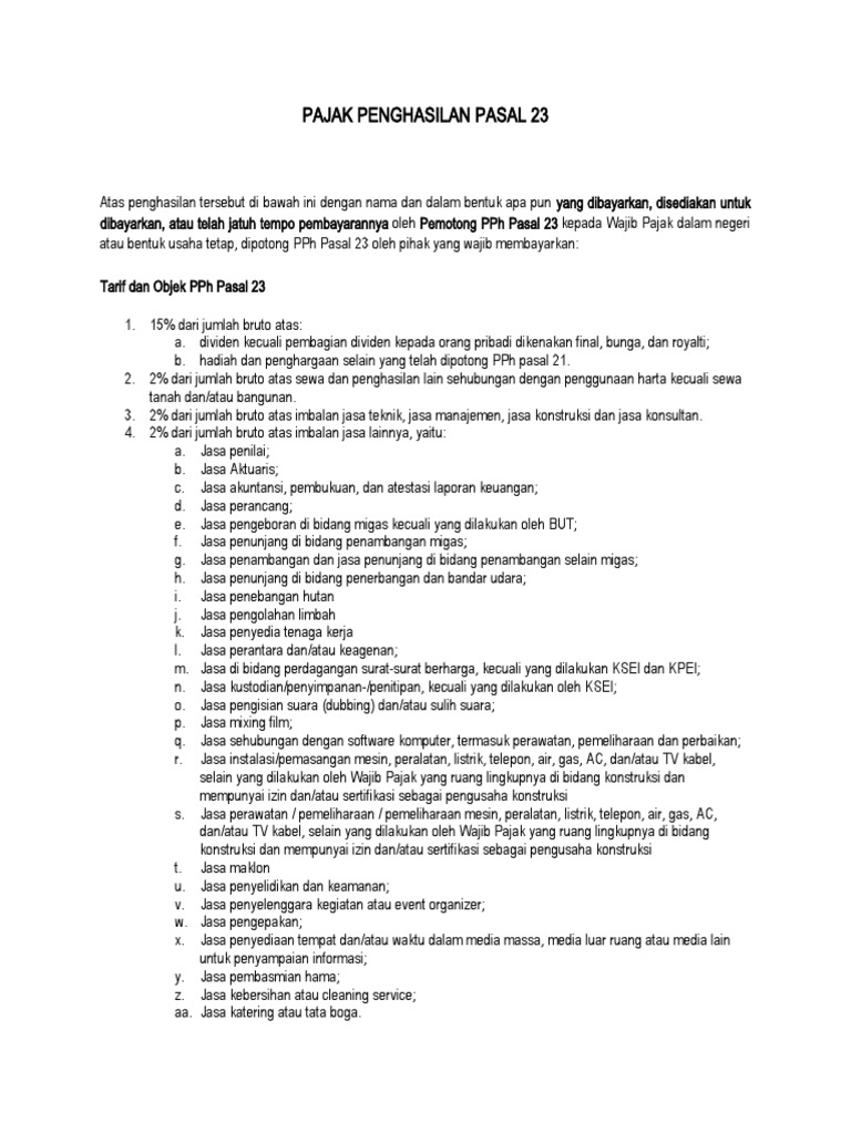 PPH Pasal 23 - GCR 2020 | PDF