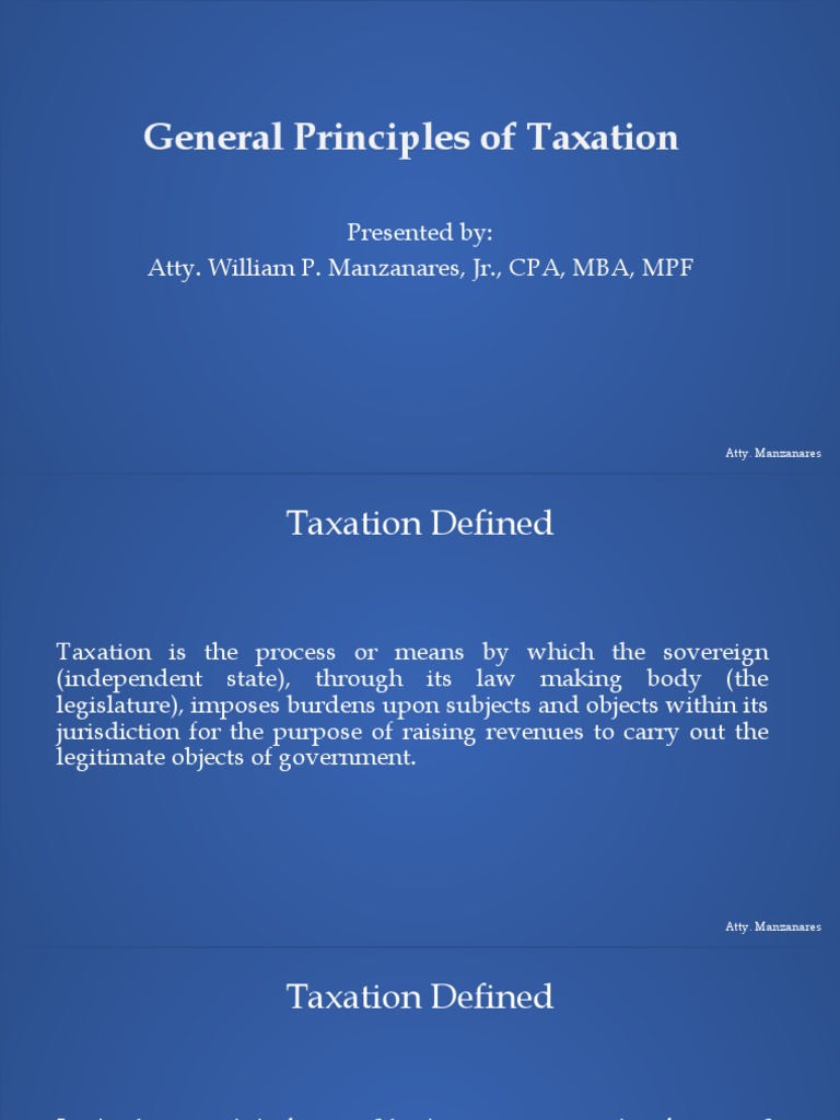 General Principles of Taxation | PDF | Taxation In The United States ...