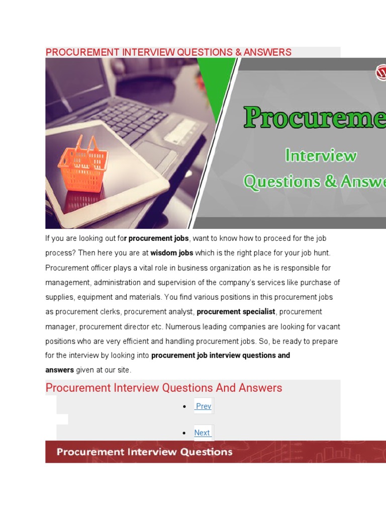 Procurement Interview Questions and Answers | PDF | Procurement | Specification (Technical Standard)