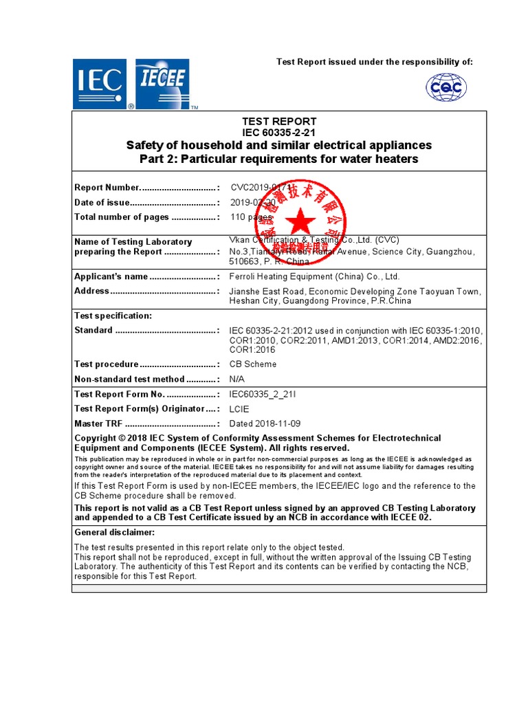 IEC Report-Unlocked | PDF | Mains Electricity | Water Heating