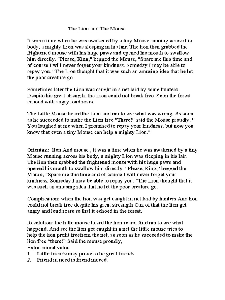 Lion and The Mouse | PDF | Poetry | General Fiction