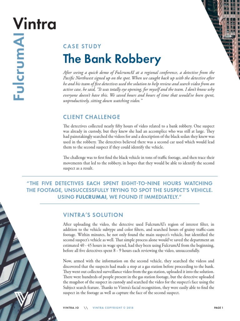Case Study The Bank Robbery | PDF | Law | Mystery, Thriller & Crime Fiction