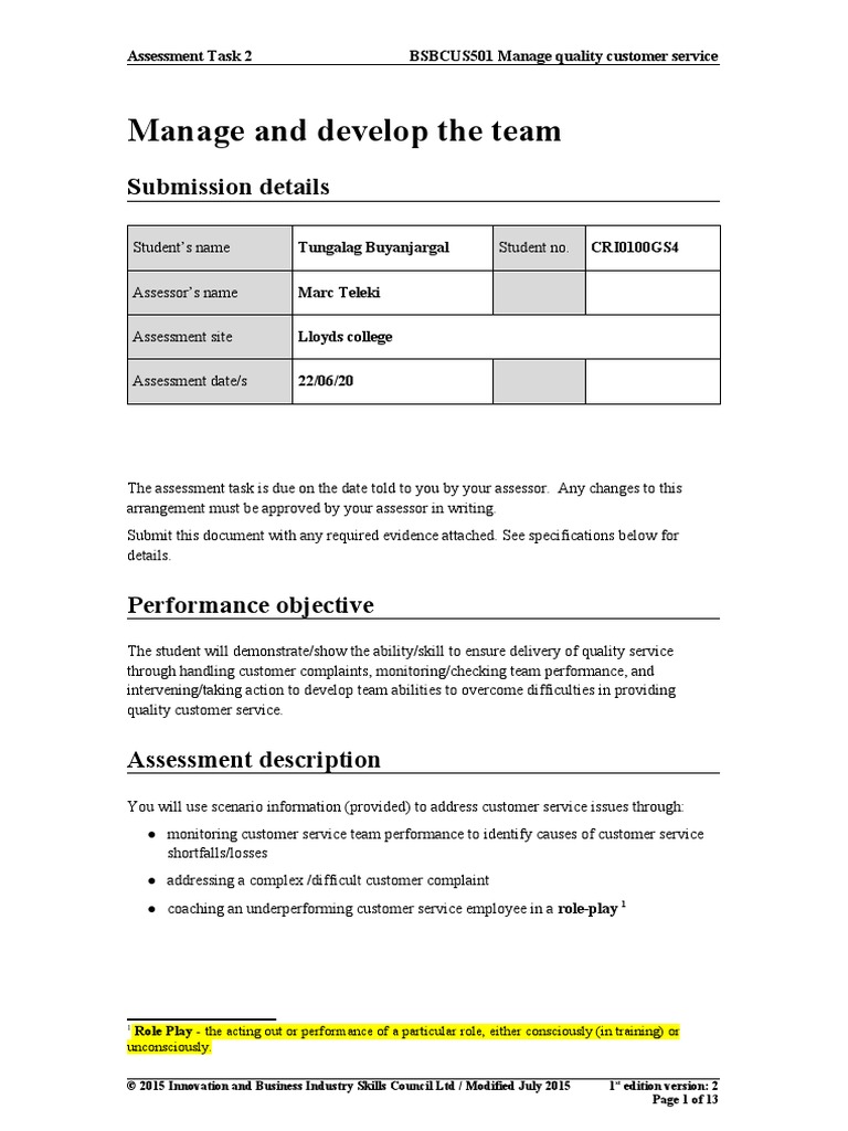 Assessment BSBCUS501 Task 2 | PDF | Policy | Innovation