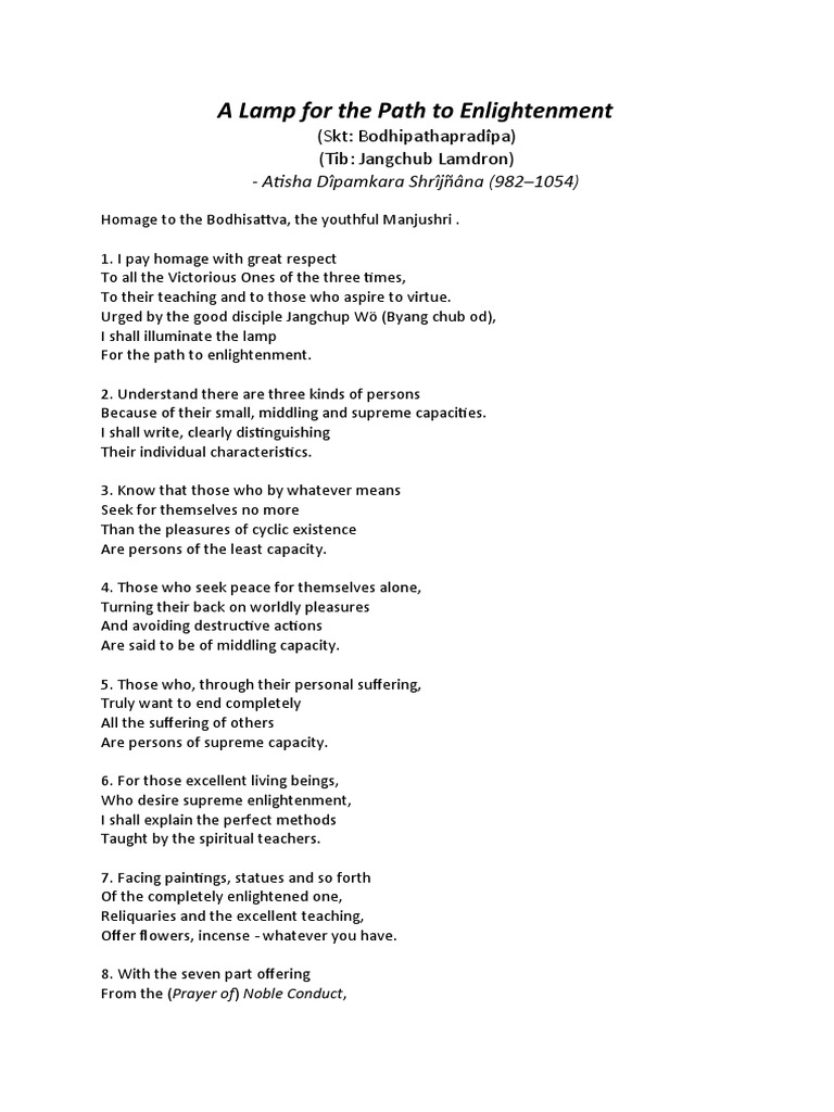 Path to Enlightenment: Atisha's Teachings | PDF | Bodhisattva ...