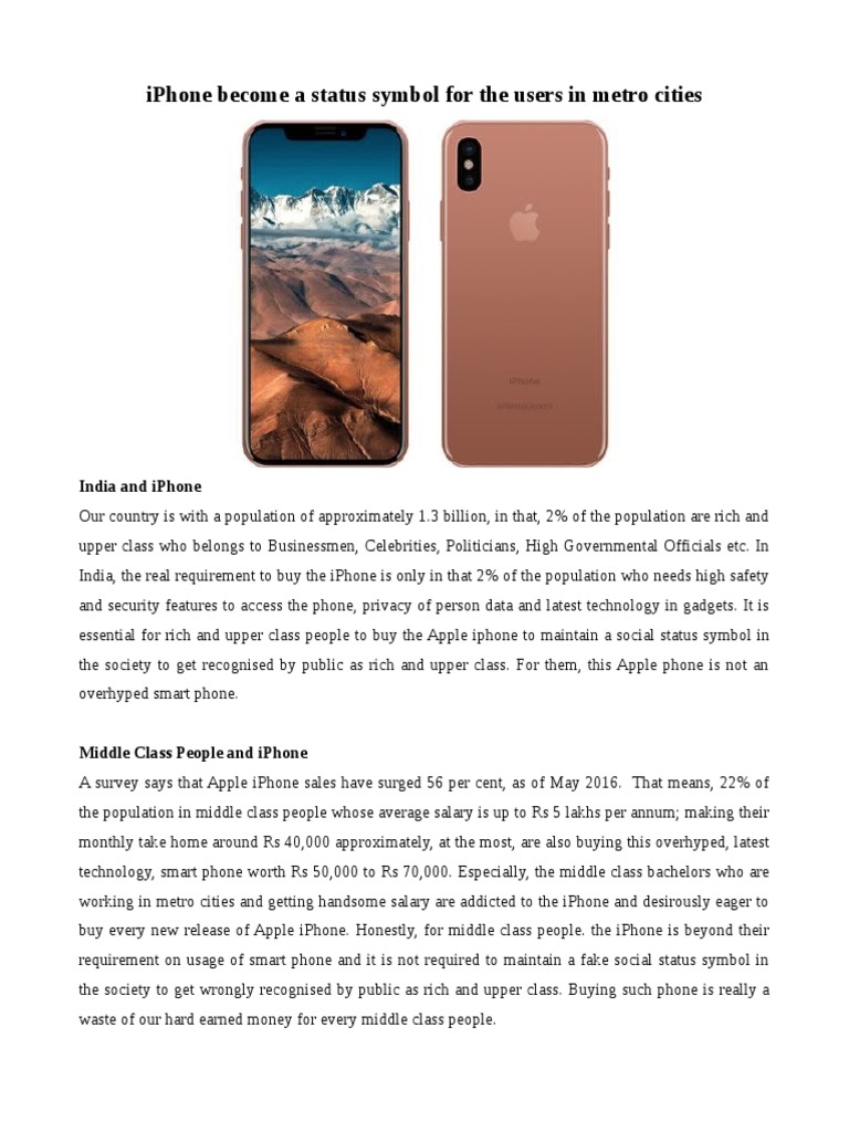Iphone Become A Status Symbol For The Users in Metro Cities | PDF | I ...