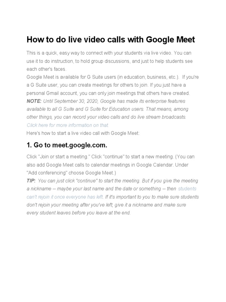 How To Do Live Video Calls With Google Meet | PDF | Computing ...