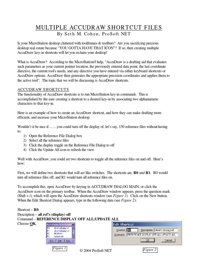Multiple Accudraw Shortcut Files: by Seth M. Cohen, Prosoft Net | PDF ...