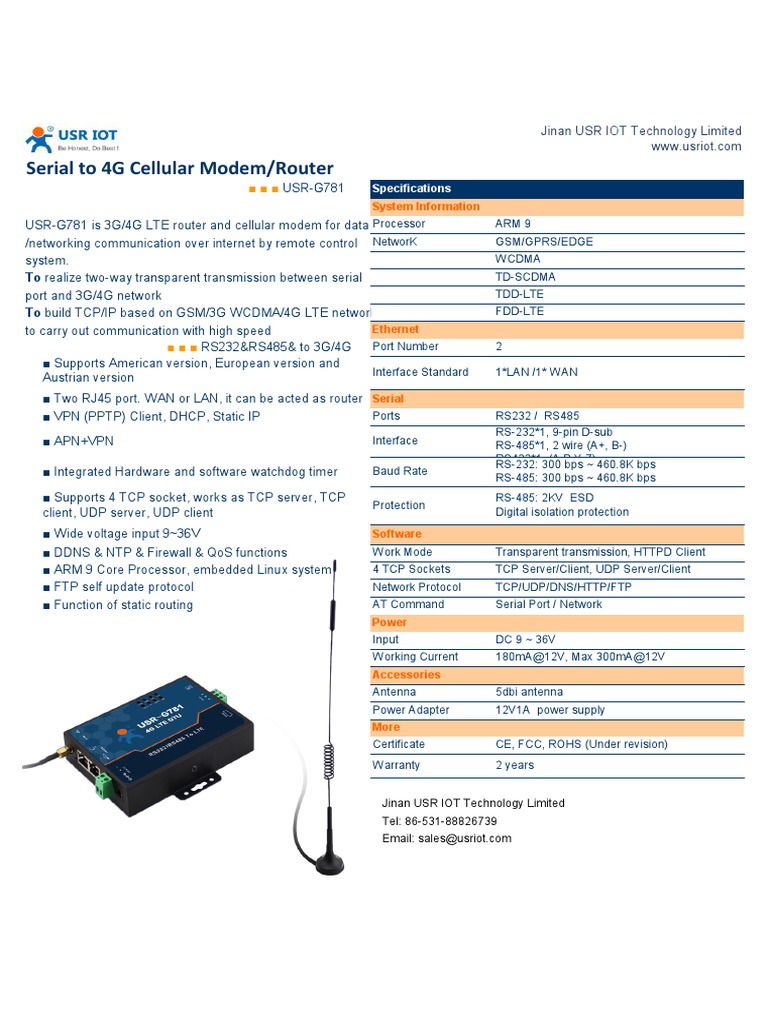 (User Manual) USR-G781 Datasheet | PDF | Port (Computer Networking ...