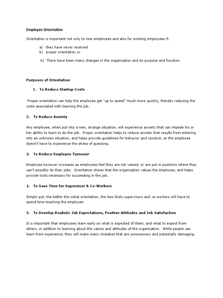 Employee Orientation | PDF | Employment | Business