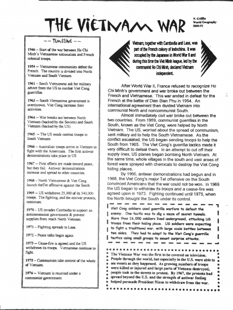 Vietnam War Worksheet | PDF