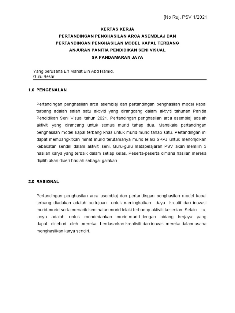 Kertas Kerja Pertandingan Asemblaj Dan Model | PDF | Seni