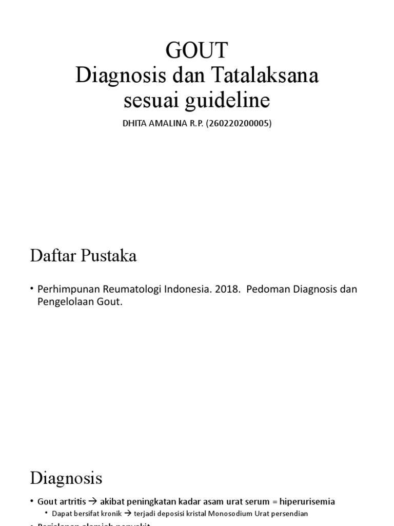 Diagnosis Dan Tatalaksana Sesuai Guideline Gout Artritis | PDF