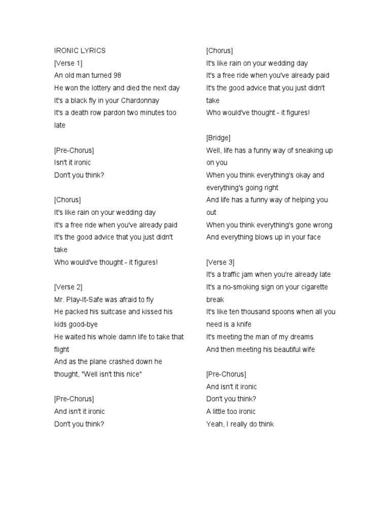 IRONIC - Alanis Morissette | PDF