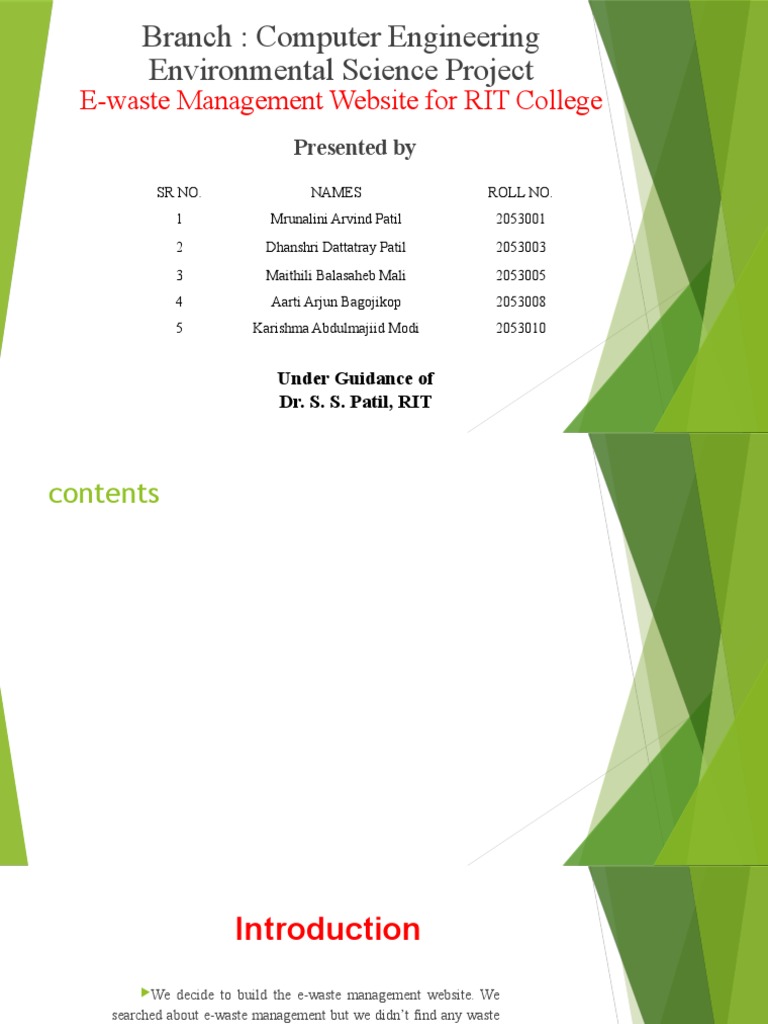 E-Waste Management Website For RIT College: Branch: Computer ...