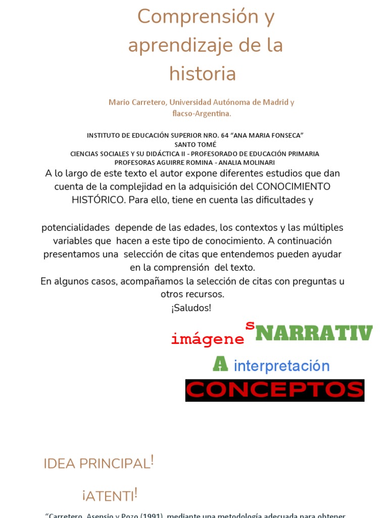 Dificultades en la Comprensión Histórica | PDF | Comprensión | Conocimiento