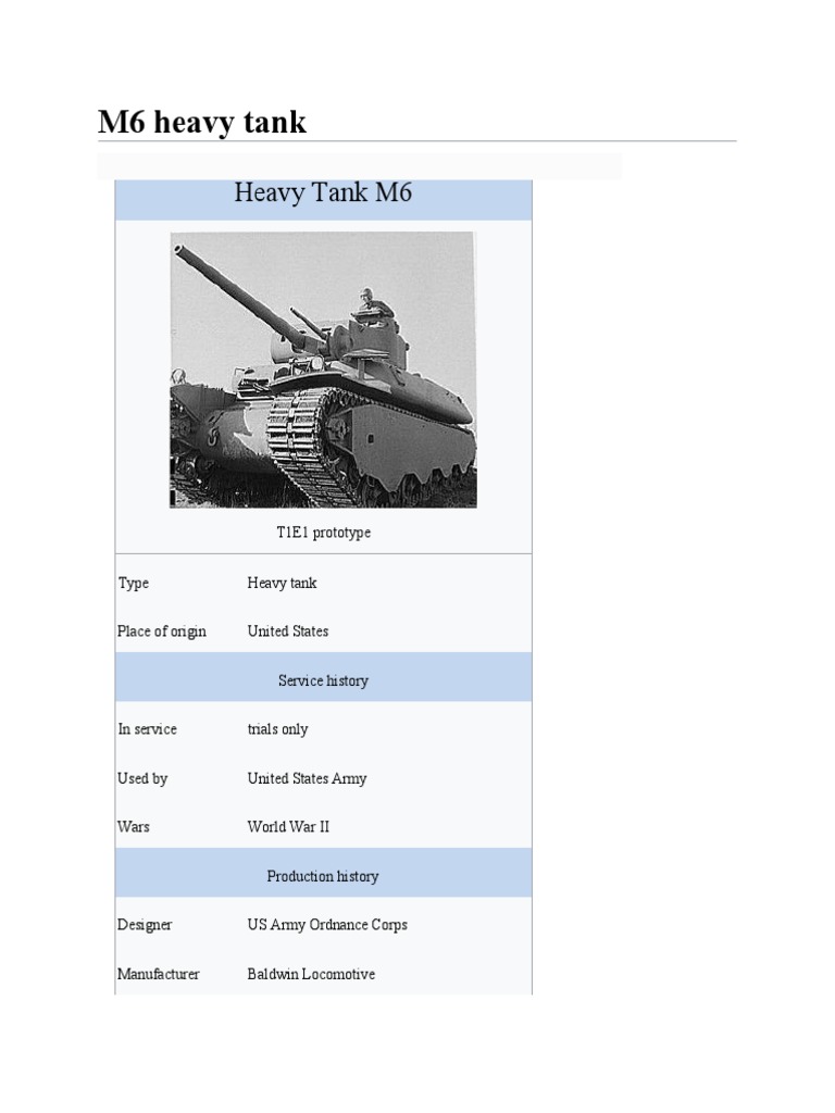 M6 Heavy Tank | PDF | Military Technology | Armoured Vehicles