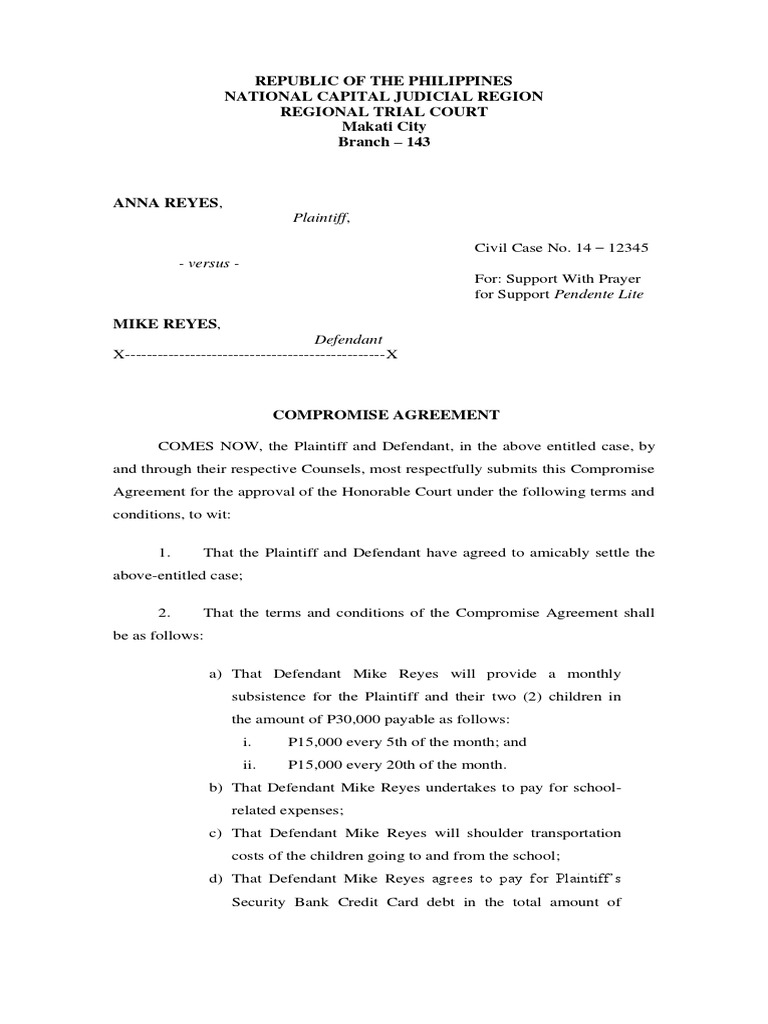 Compromise Agreement for Child Support | PDF | Common Law | Judiciaries