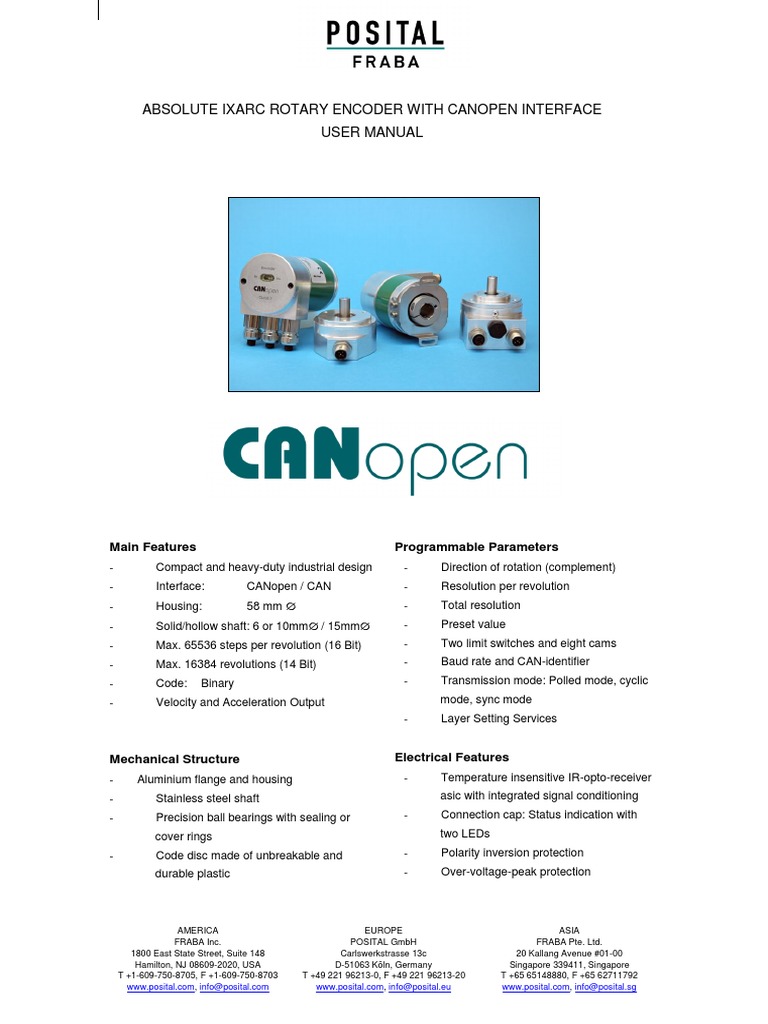 Absolute Ixarc Rotary Encoder With Canopen Interface User Manual | PDF | Manufactured Goods ...