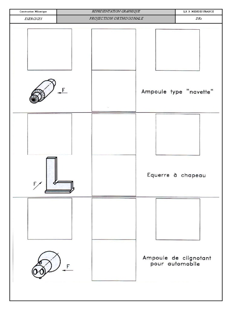 Projection Orthogonale: Representation Graphique Exercices DR1 | PDF