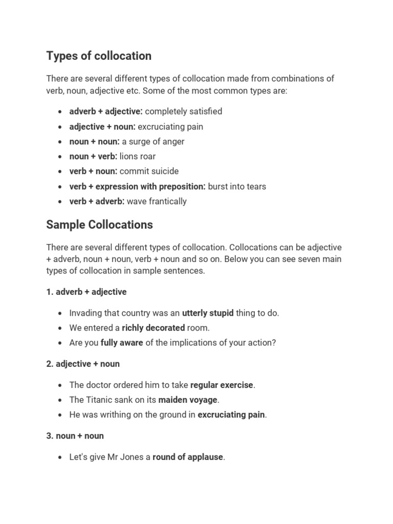 Types of Collocation | PDF