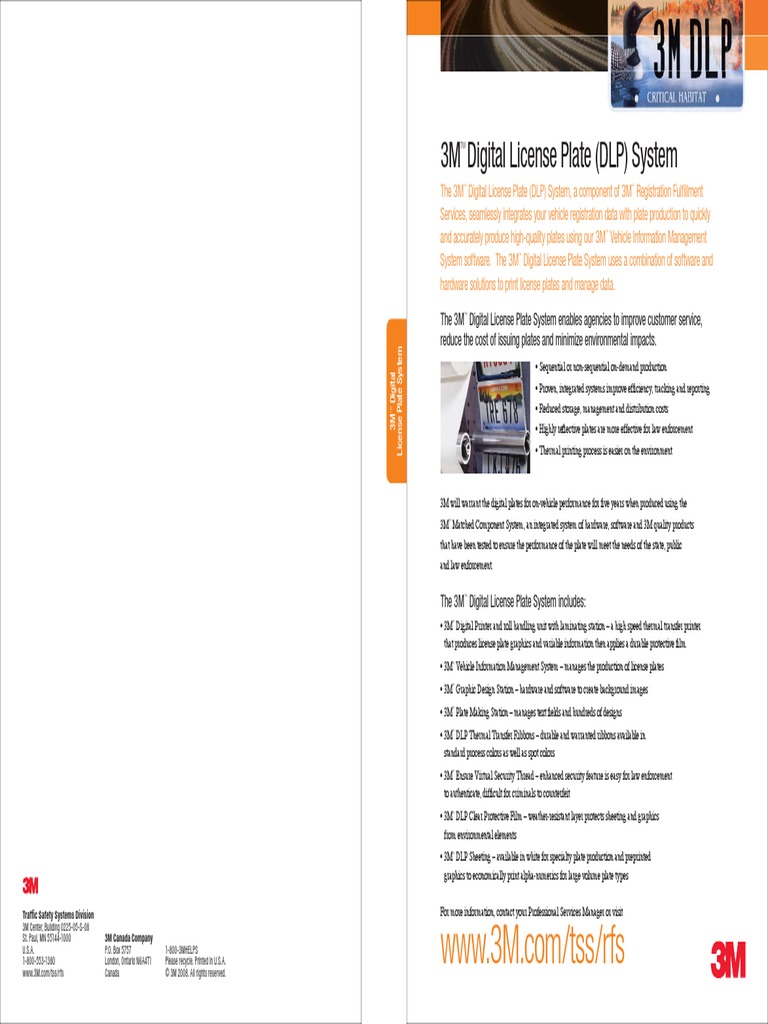 3M Digital License Plate (DLP) System | PDF | Vehicle Registration ...