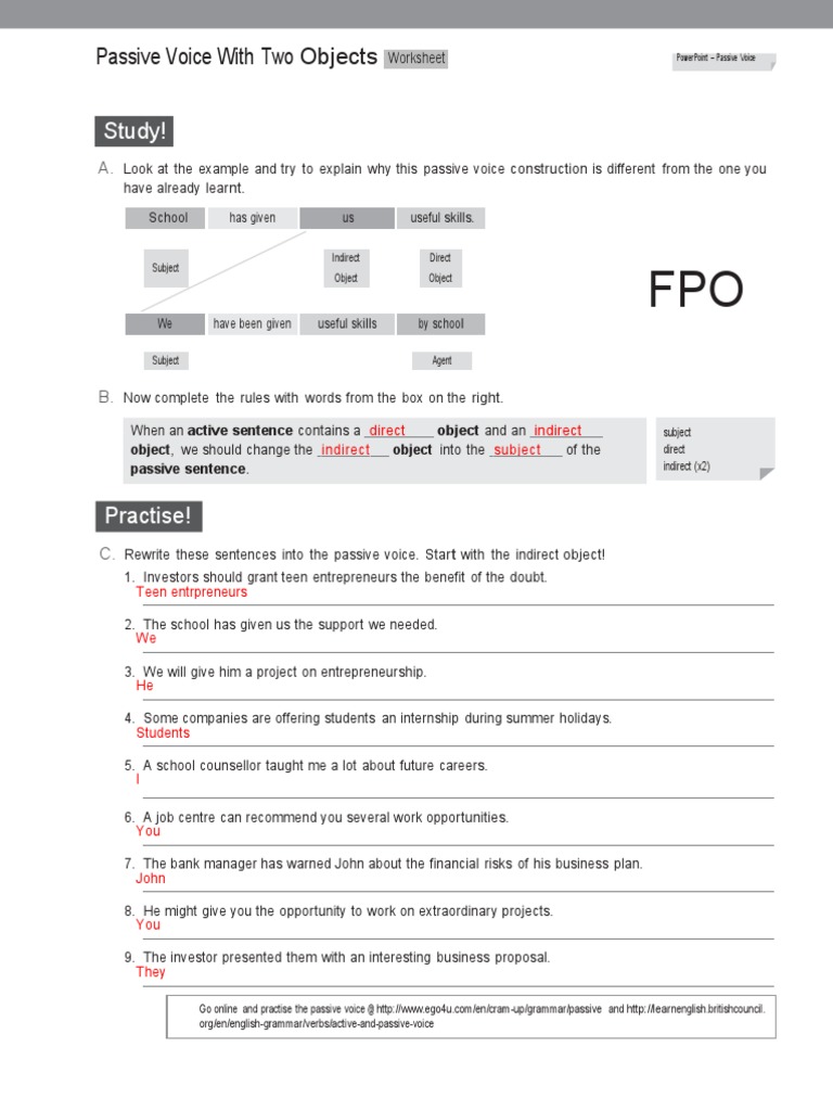 Passive Voice-Worksheet | PDF | Subject (Grammar) | Object (Grammar)