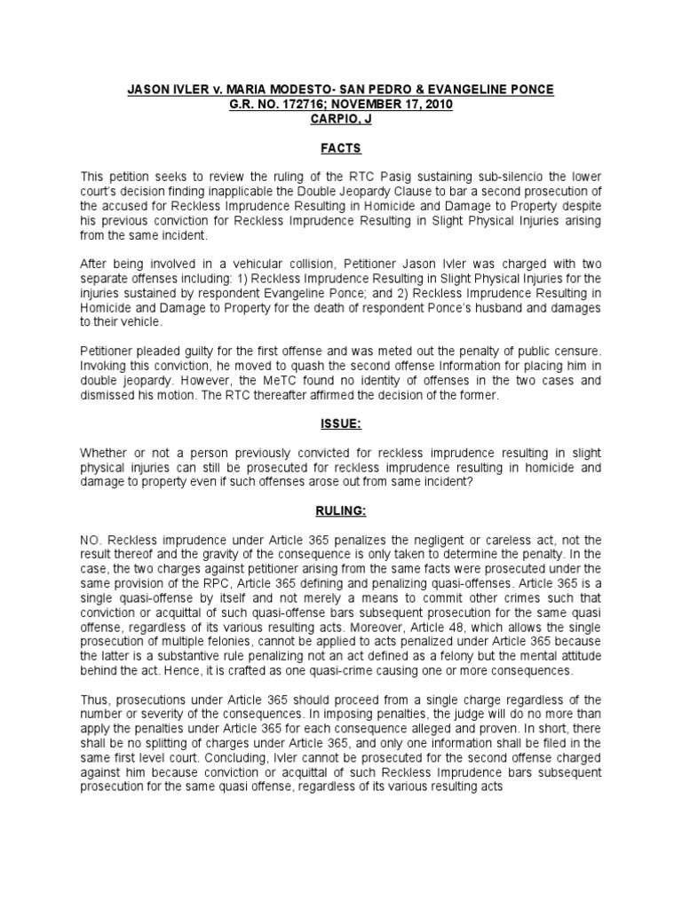 JASON IVLER V | PDF | Acquittal | Double Jeopardy
