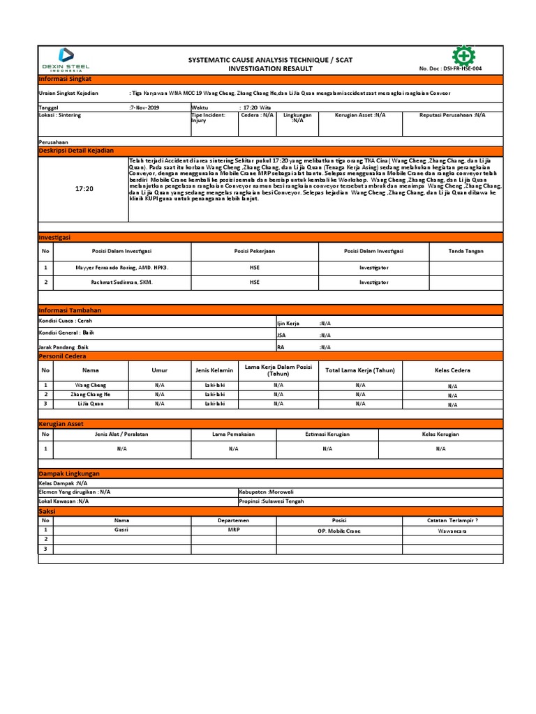 Systematic Cause Analysis Technique - Investigation Resault MCC | PDF