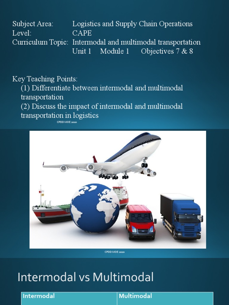 CAPE Logistics and Supply Chain Operations U1 M1 Obj 7 8 Transportation ...