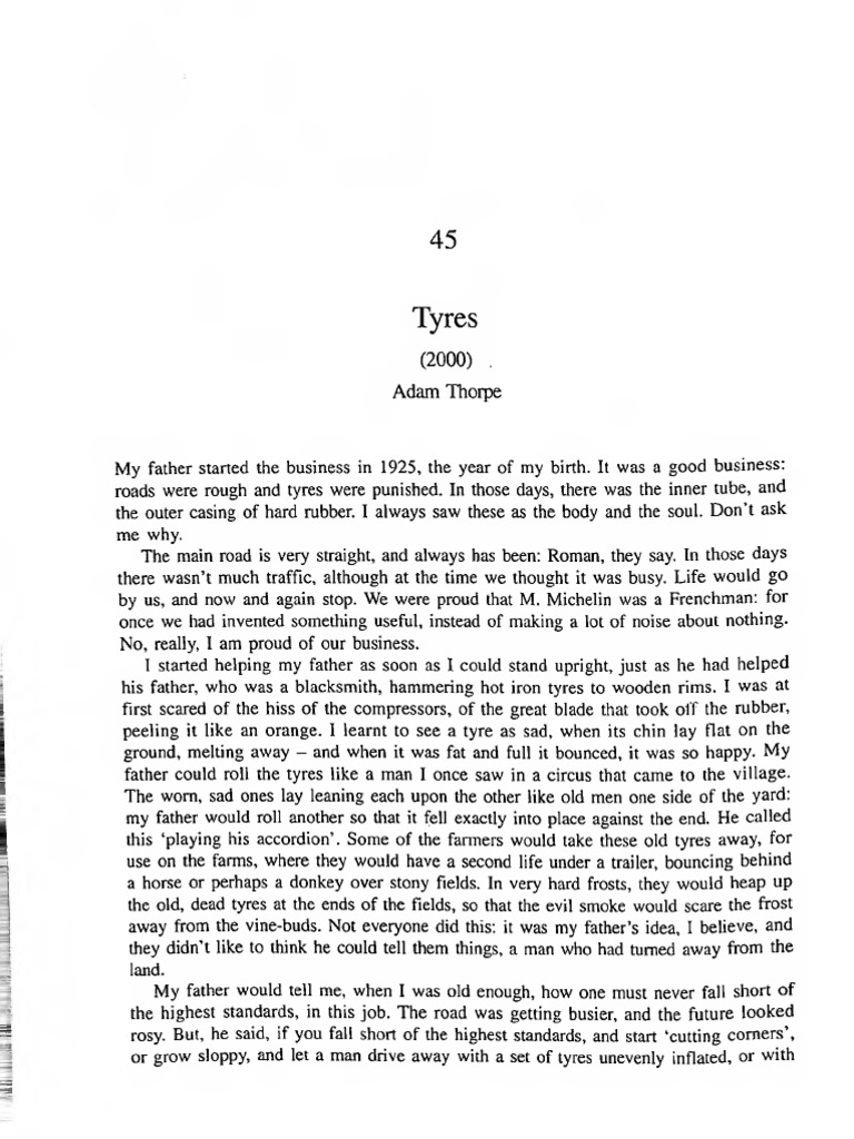 Tyres - Adam Thorpe | PDF | Tire | Nature