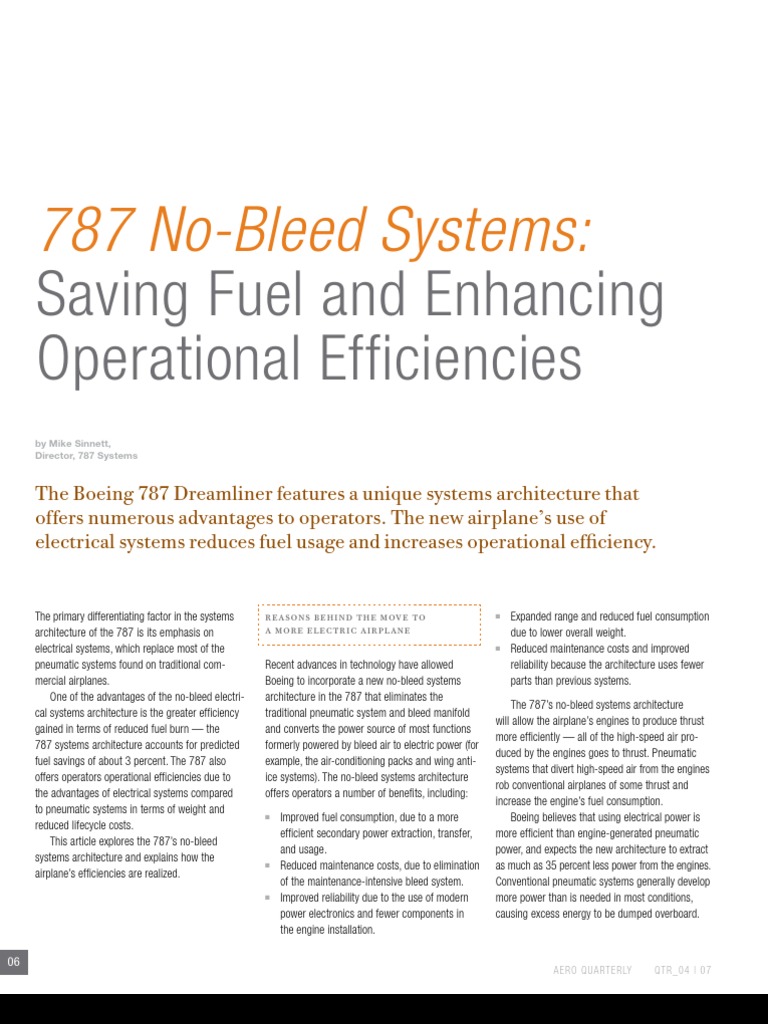787 No-Bleed Systems:: Saving Fuel and Enhancing Operational ...