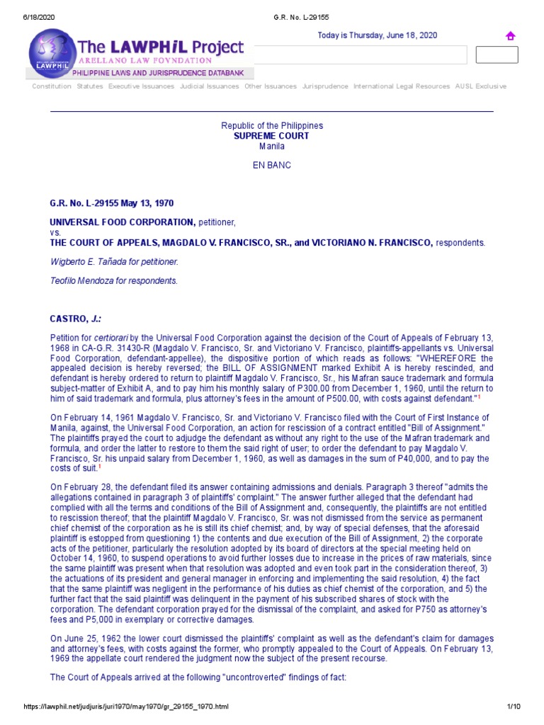 Supreme Court: Wigberto E. Tañada For Petitioner. Teofilo Mendoza For ...