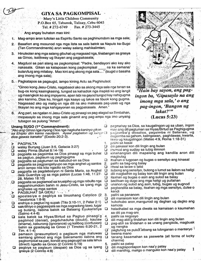 Confession Guide Cebuano | PDF